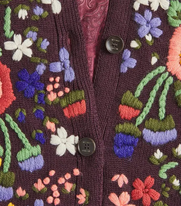 Etro Wool Floral Embroidered Cardigan