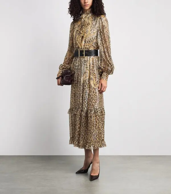 Etro Silk-blend Leopard Midi Dress