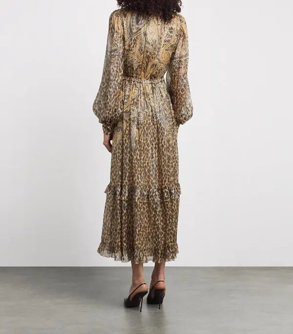 Etro Silk-blend Leopard Midi Dress
