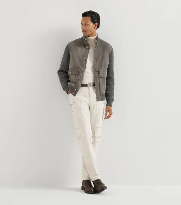 Brunello Cucinelli Cotton-suede Hybrid Bomber Jacket