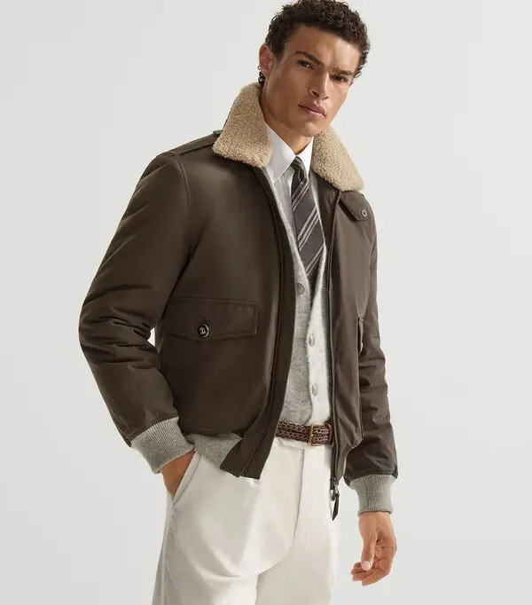 Brunello Cucinelli Waxed Techno-cotton Bomber Jacket