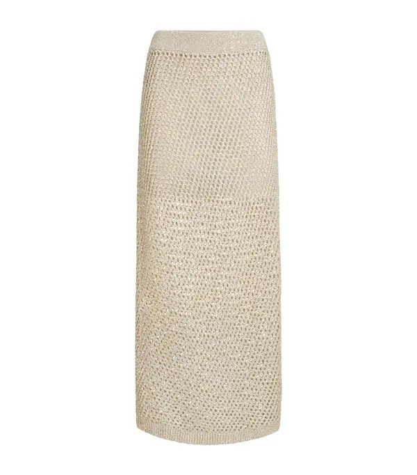 Brunello Cucinelli Embellished Knit Maxi Skirt