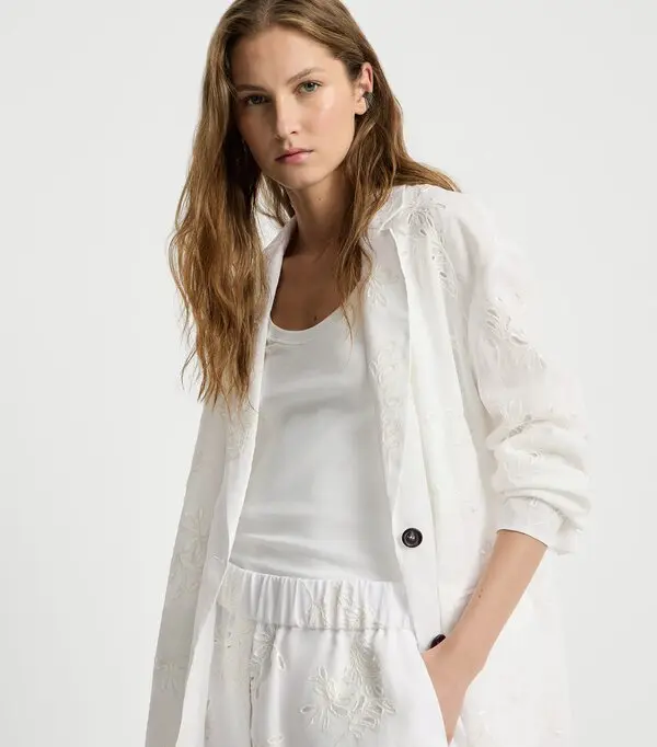 Brunello Cucinelli Cotton Monili Organza Blazer