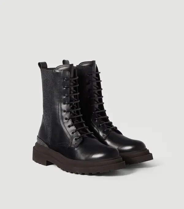 Brunello Cucinelli Leather Monili Ankle Boots