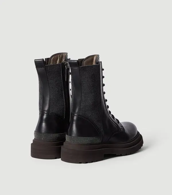 Brunello Cucinelli Leather Monili Ankle Boots