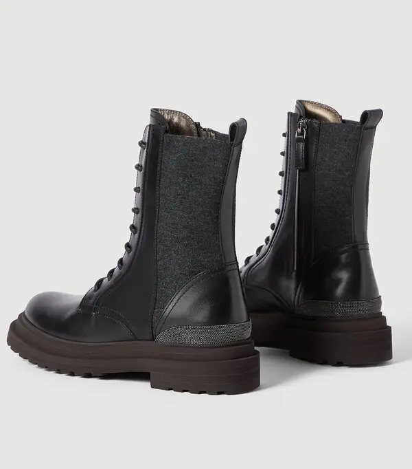 Brunello Cucinelli Leather Monili Ankle Boots