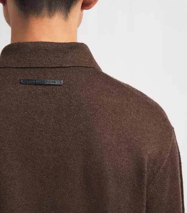 7 For All Mankind Wool-cashmere Long-sleeve Polo Shirt