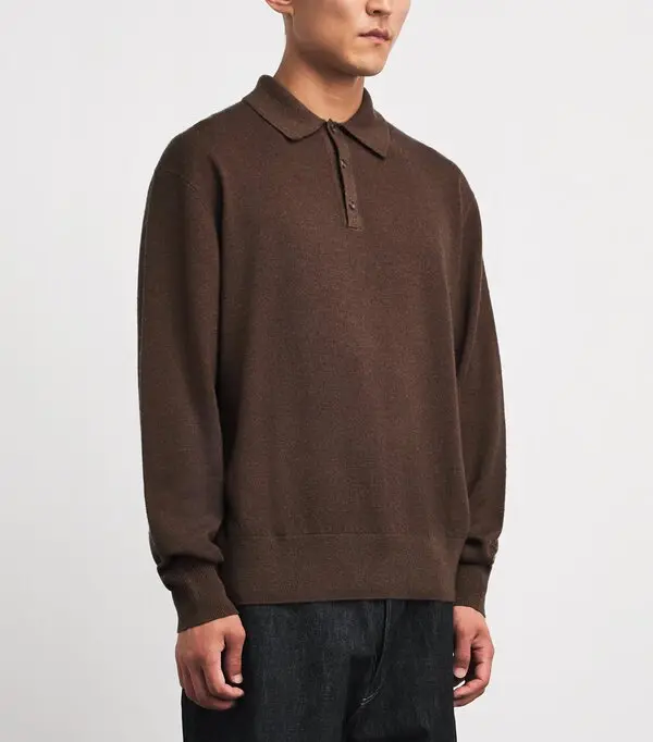 7 For All Mankind Wool-cashmere Long-sleeve Polo Shirt