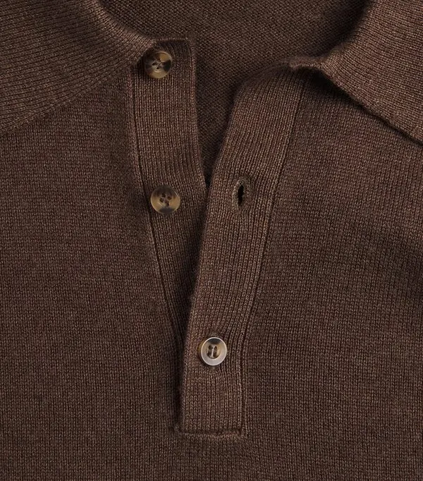 7 For All Mankind Wool-cashmere Long-sleeve Polo Shirt
