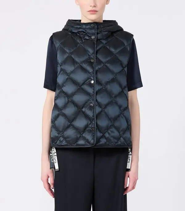 Max Mara Down Padded Quilted Gilet - Navy