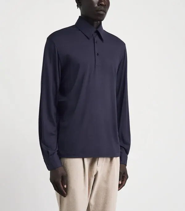 Herno Wool Jersey Long-sleeve Polo Shirt