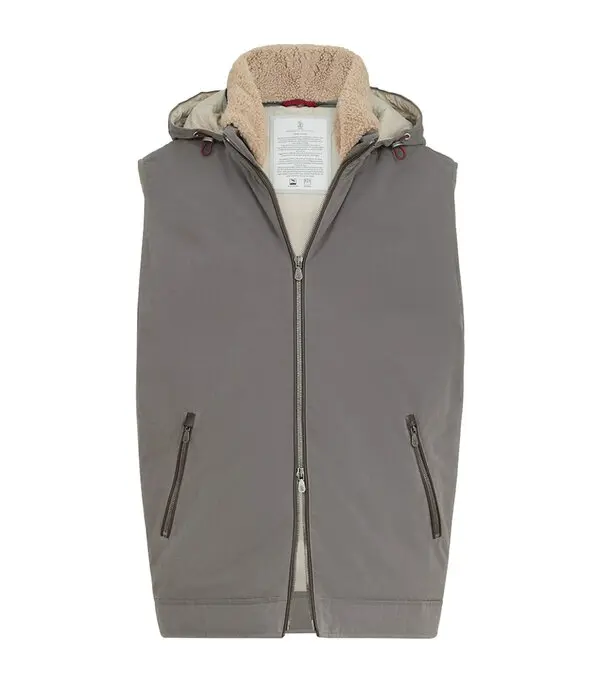 Brunello Cucinelli Waxed Techno Down-filled Gilet - Grey