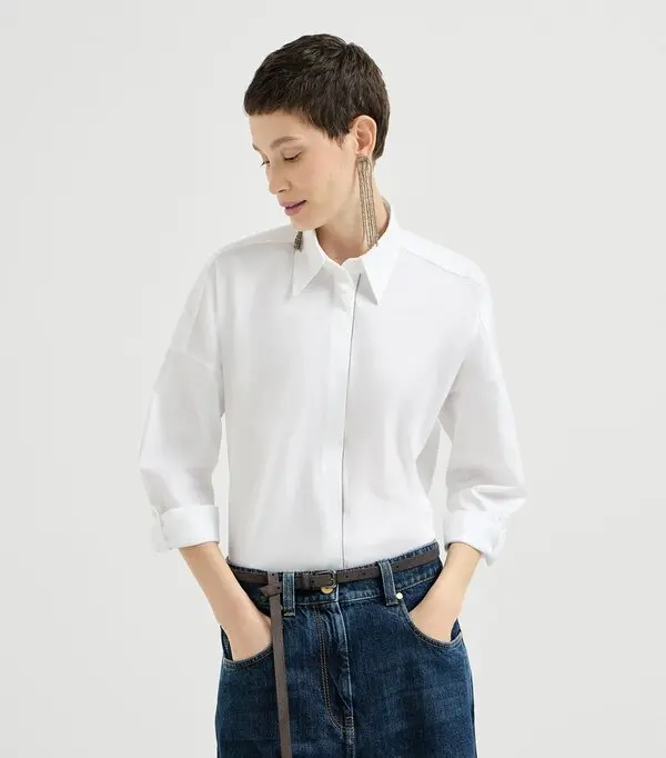 Brunello Cucinelli Stretch-cotton Poplin Monili Shirt
