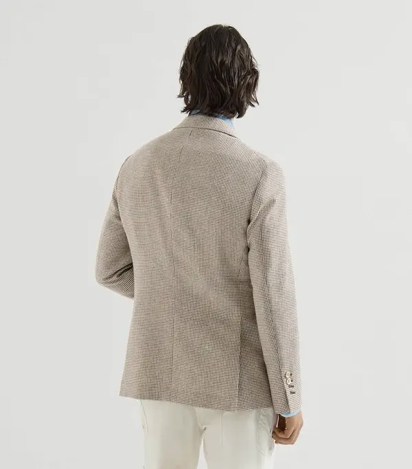 Brunello Cucinelli Wool-silk Houndstooth Deconstructed Cavallo Blazer
