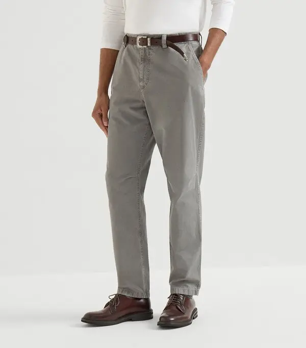 Brunello Cucinelli Peached Cotton Gabardine Trousers