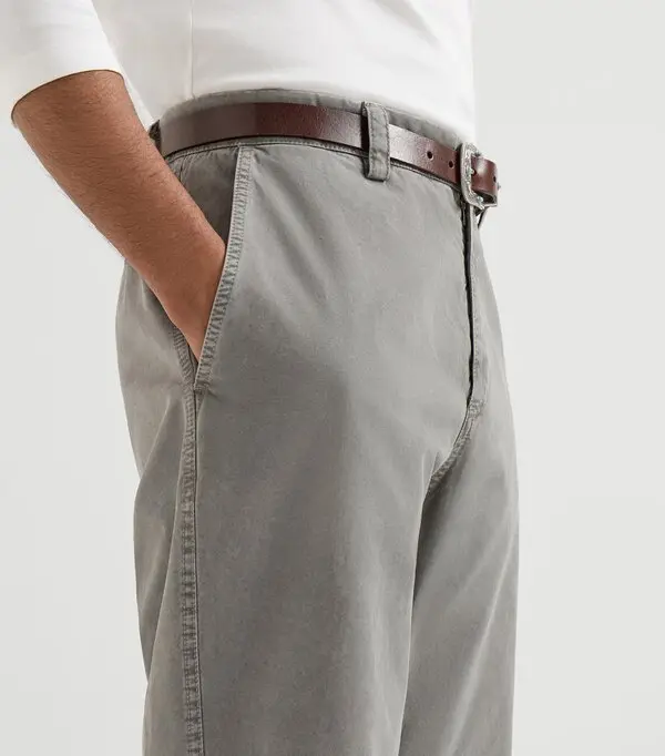 Brunello Cucinelli Peached Cotton Gabardine Trousers