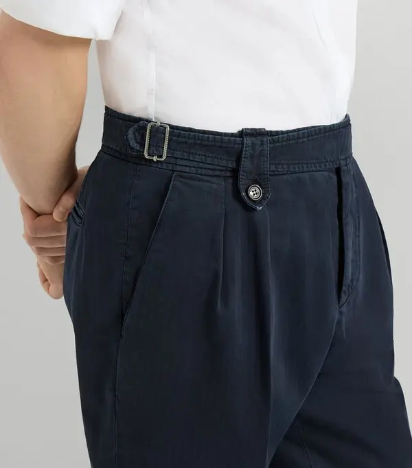 Brunello Cucinelli Cotton Chevron Double-pleated Trousers