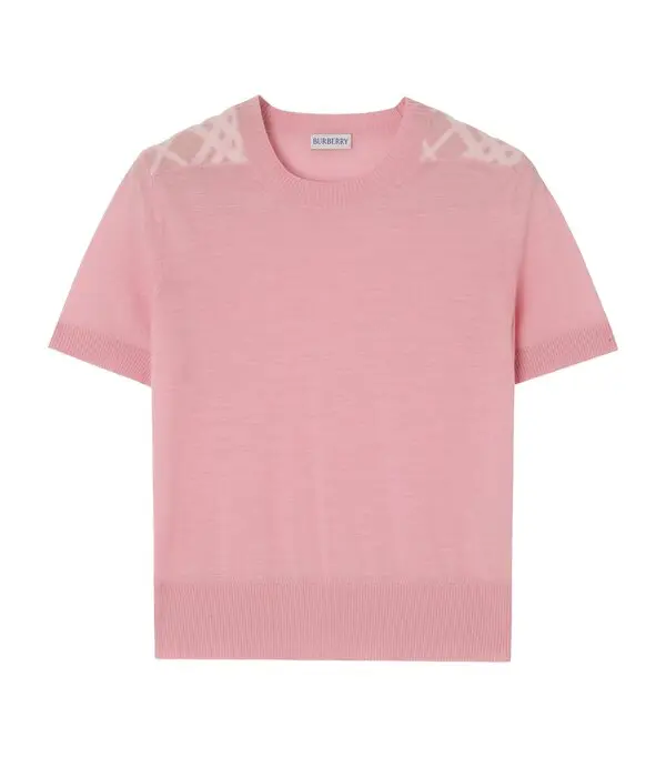 Burberry Wool-silk Check Panel T-shirt