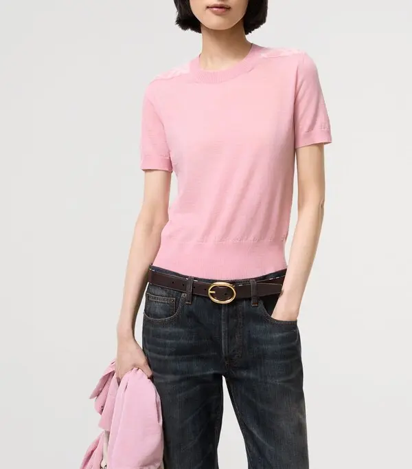 Burberry Wool-silk Check Panel T-shirt