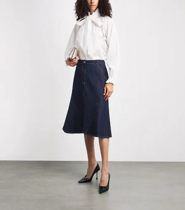 Safiyaa Luisella Denim Midi Skirt