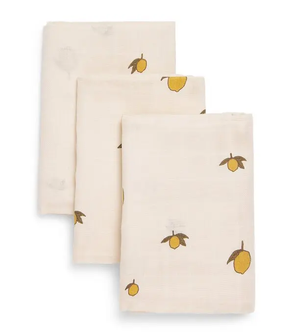 KONGES SLOJD Organic Cotton Lemon Muslin Cloths - Yellow
