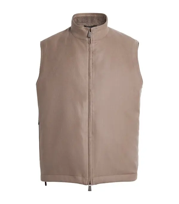 Colombo Cashmere Leather Trim Gilet