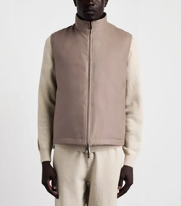 Colombo Cashmere Leather Trim Gilet