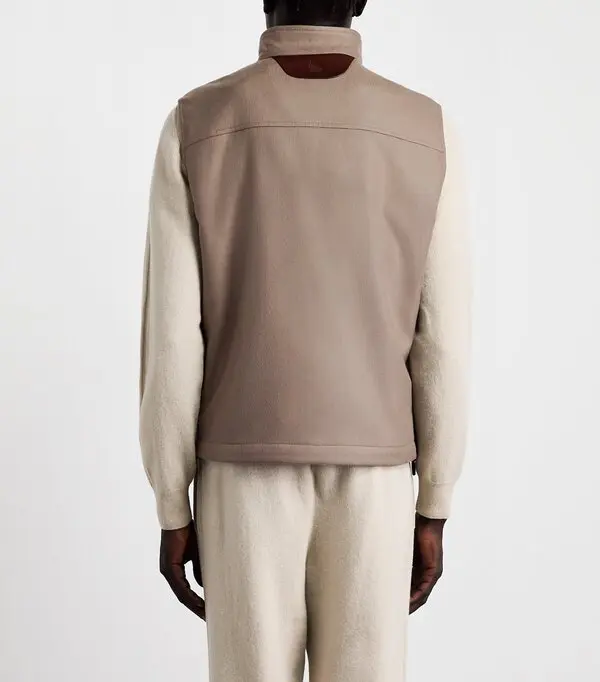 Colombo Cashmere Leather Trim Gilet