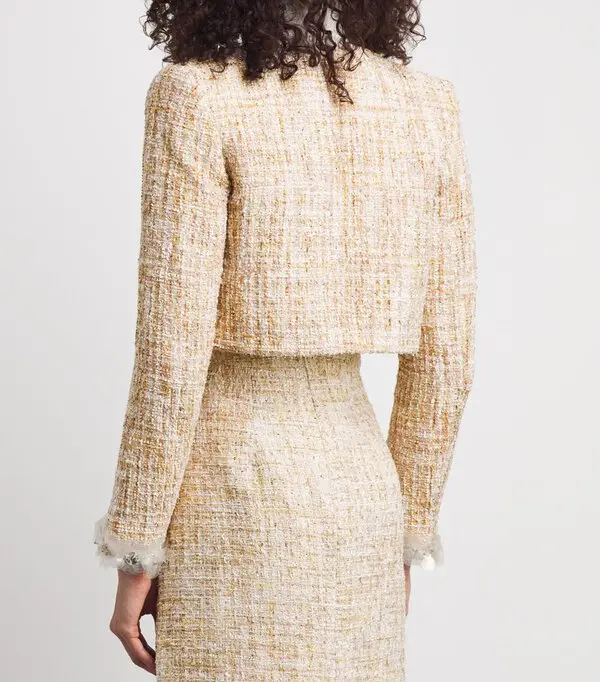 Safiyaa Tweed Embellished Soraya Cropped Jacket