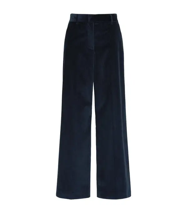 Max Mara Corduroy Wide-leg Trousers - Navy