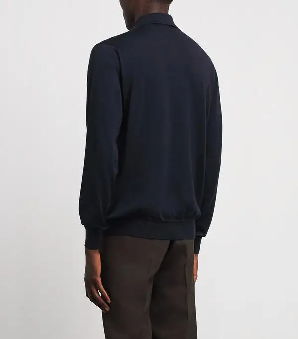 LARDINI Wool-silk-cashmere Quarter-zip Polo Sweater