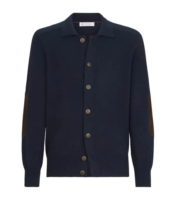 Brunello Cucinelli Cashmere Suede-trim Cardigan