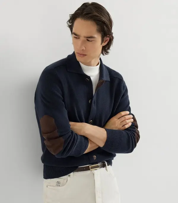 Brunello Cucinelli Cashmere Suede-trim Cardigan
