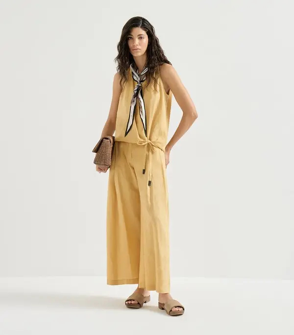 Brunello Cucinelli Linen Wrap Sleeveless Top
