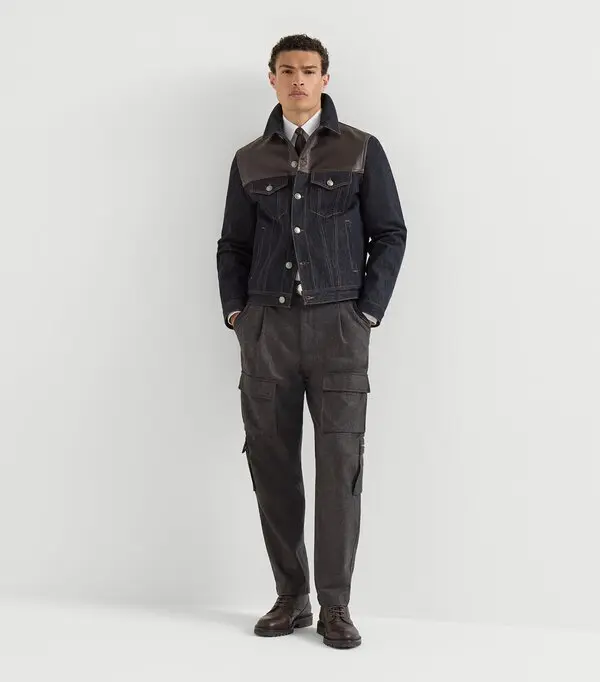 Brunello Cucinelli Leather-trim Denim Jacket