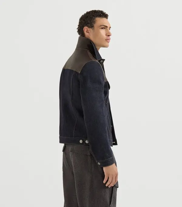 Brunello Cucinelli Leather-trim Denim Jacket
