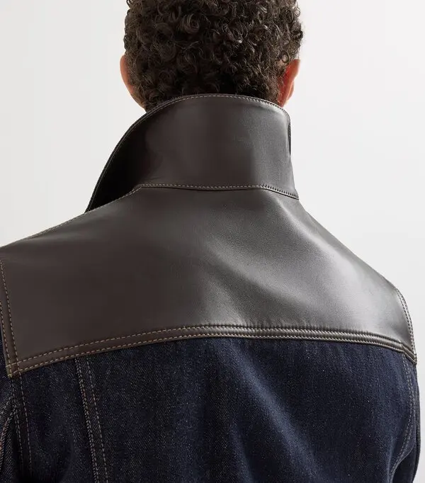Brunello Cucinelli Leather-trim Denim Jacket
