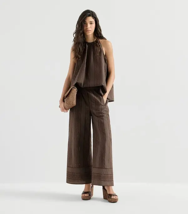 Brunello Cucinelli Techno-cotton Poplin Sleeveless Top