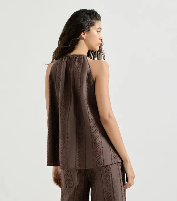 Brunello Cucinelli Techno-cotton Poplin Sleeveless Top