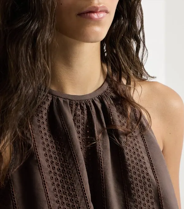 Brunello Cucinelli Techno-cotton Poplin Sleeveless Top