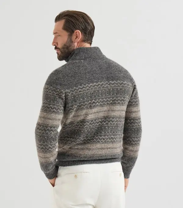 Brunello Cucinelli Jacquard High-neck Zip Cardigan