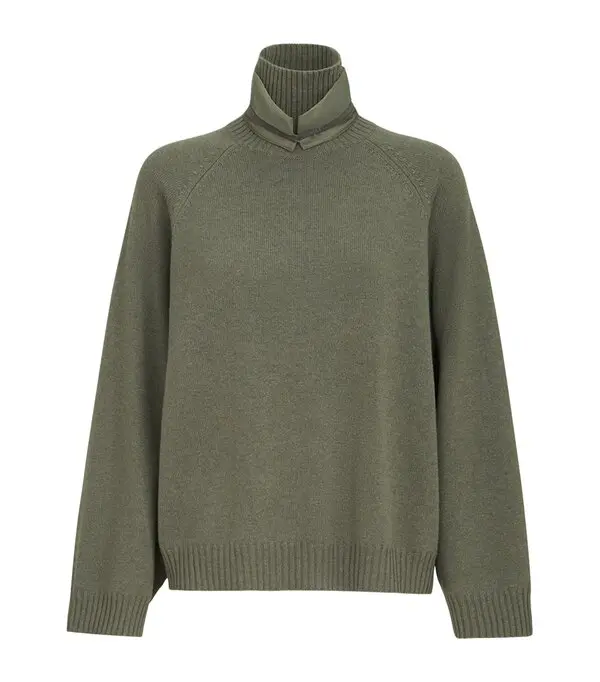 Brunello Cucinelli Cashmere Silk Organza Collar Rollneck Sweater