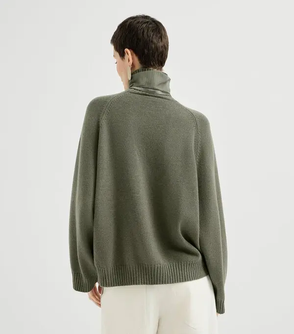 Brunello Cucinelli Cashmere Silk Organza Collar Rollneck Sweater