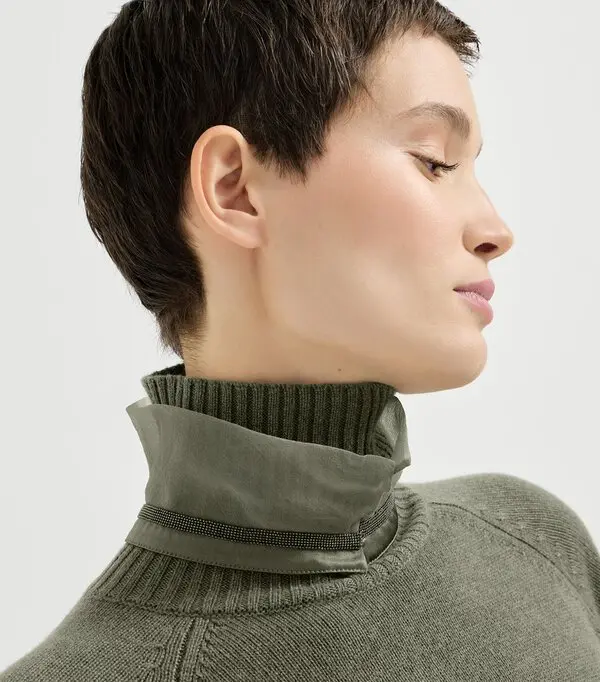 Brunello Cucinelli Cashmere Silk Organza Collar Rollneck Sweater