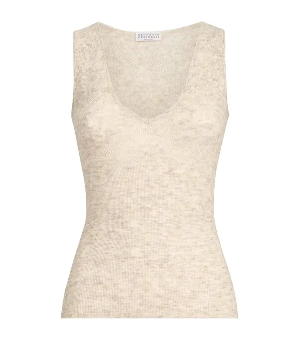 Brunello Cucinelli Silk-alpaca-wool Lace-detail Top