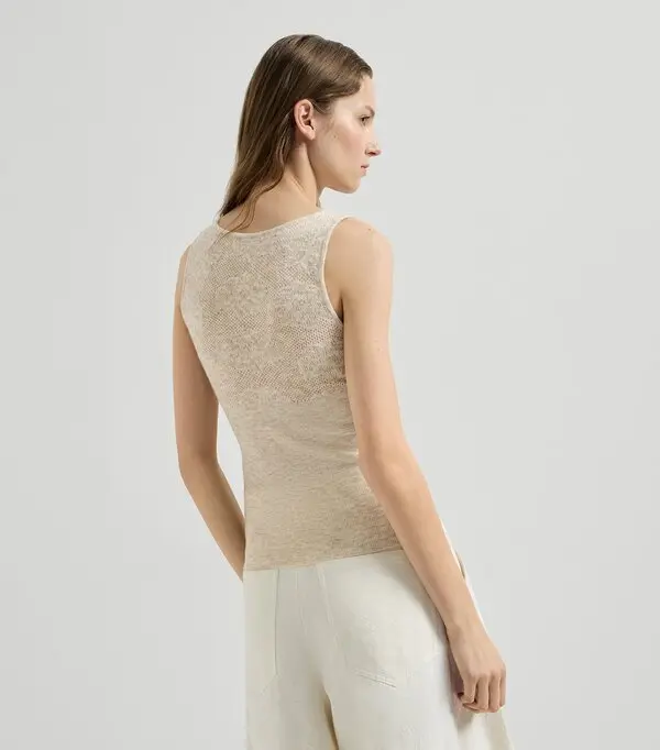 Brunello Cucinelli Silk-alpaca-wool Lace-detail Top