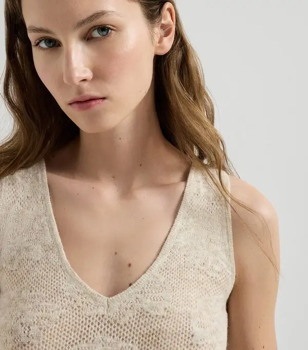 Brunello Cucinelli Silk-alpaca-wool Lace-detail Top
