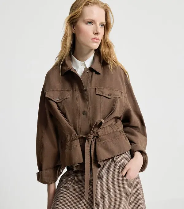 Brunello Cucinelli Cotton-linen Waist-tie Jacket