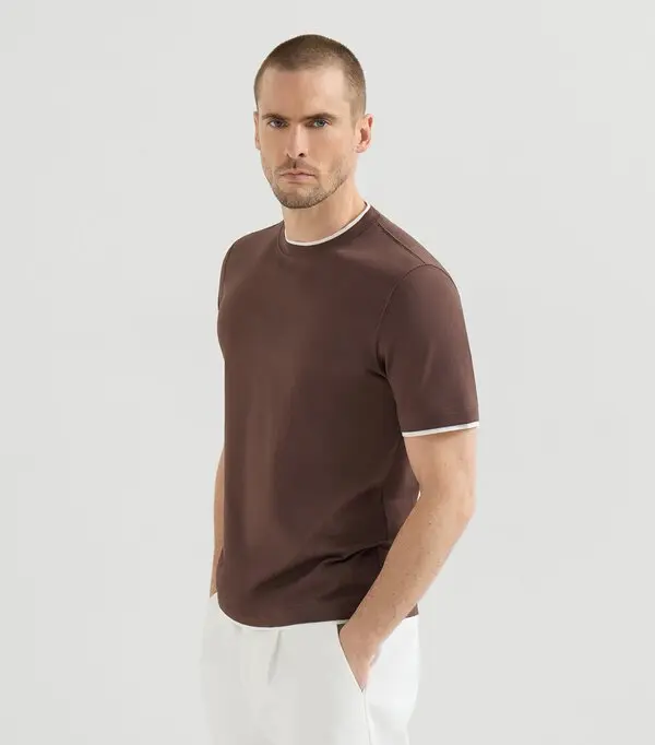 Brunello Cucinelli Cotton Faux-layer T-shirt - Brown