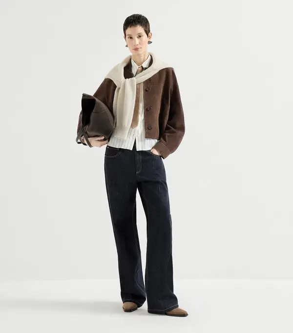 Brunello Cucinelli Suede Monili Bomber Jacket